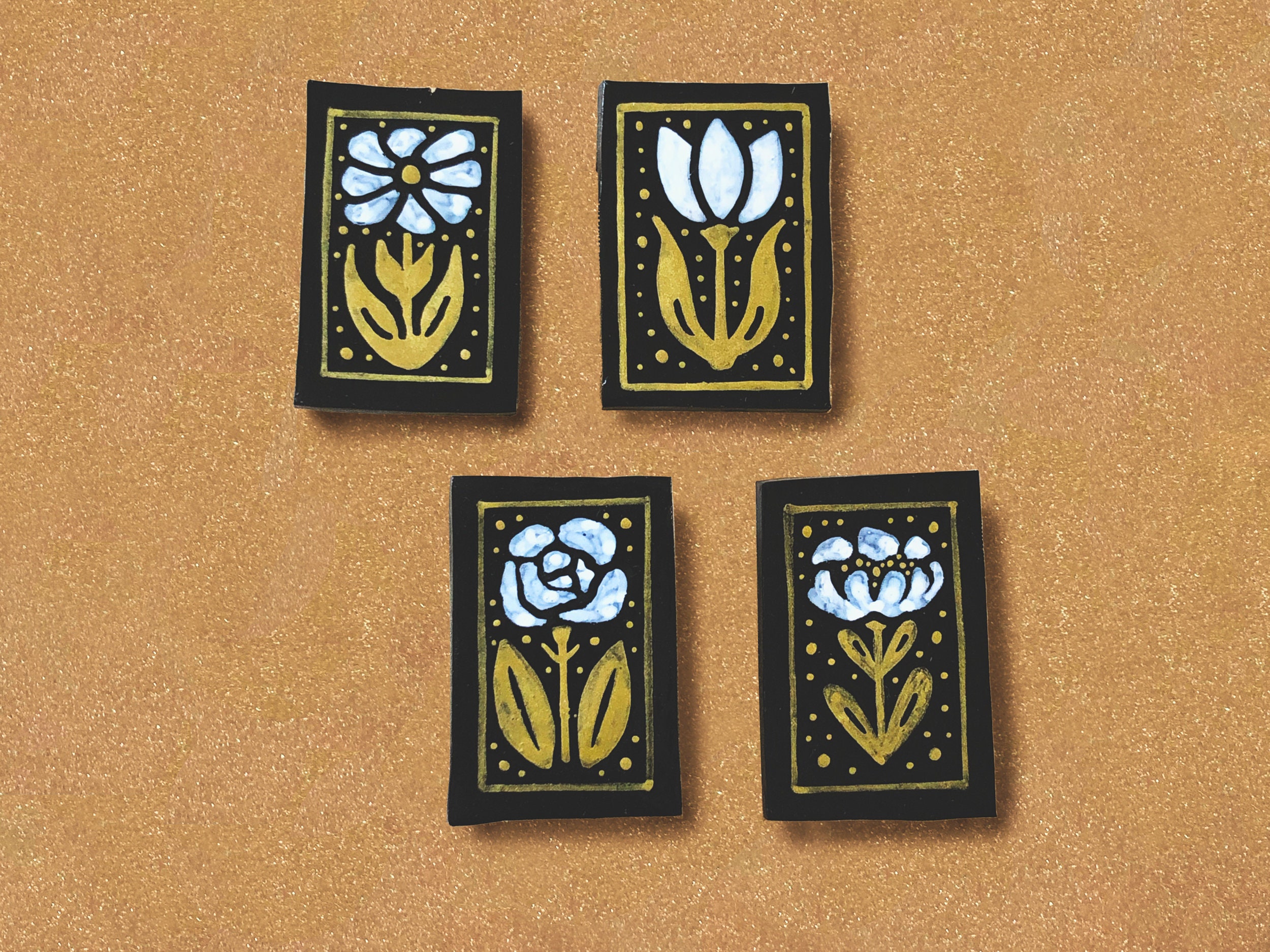 Handmade Hand-painted Clay Magnets | Set of 4 - Etsy