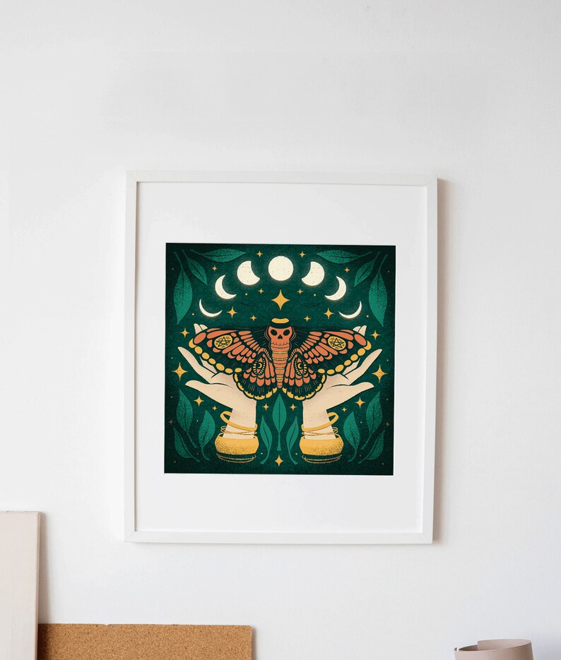 Moon Phase Moth Printable Artwork | Witchy Home Decor | Metaphysical ...