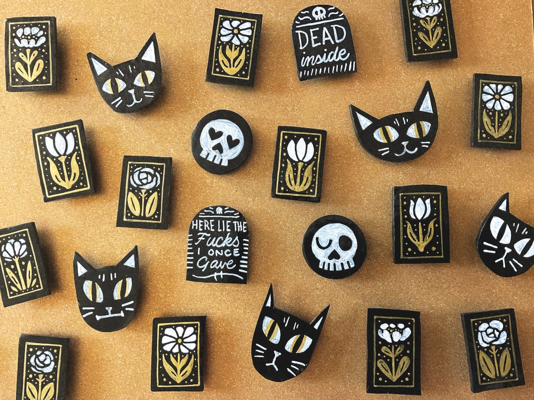 Handmade Hand-painted Clay Magnets | Set of 4 - Etsy