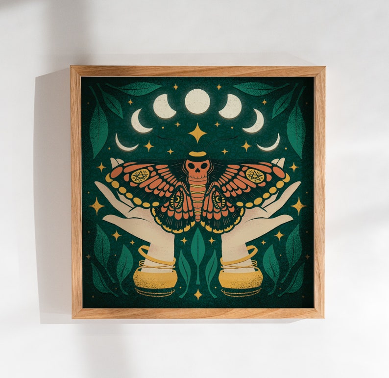 Moon Phase Moth Printable Artwork | Witchy Home Decor | Metaphysical ...