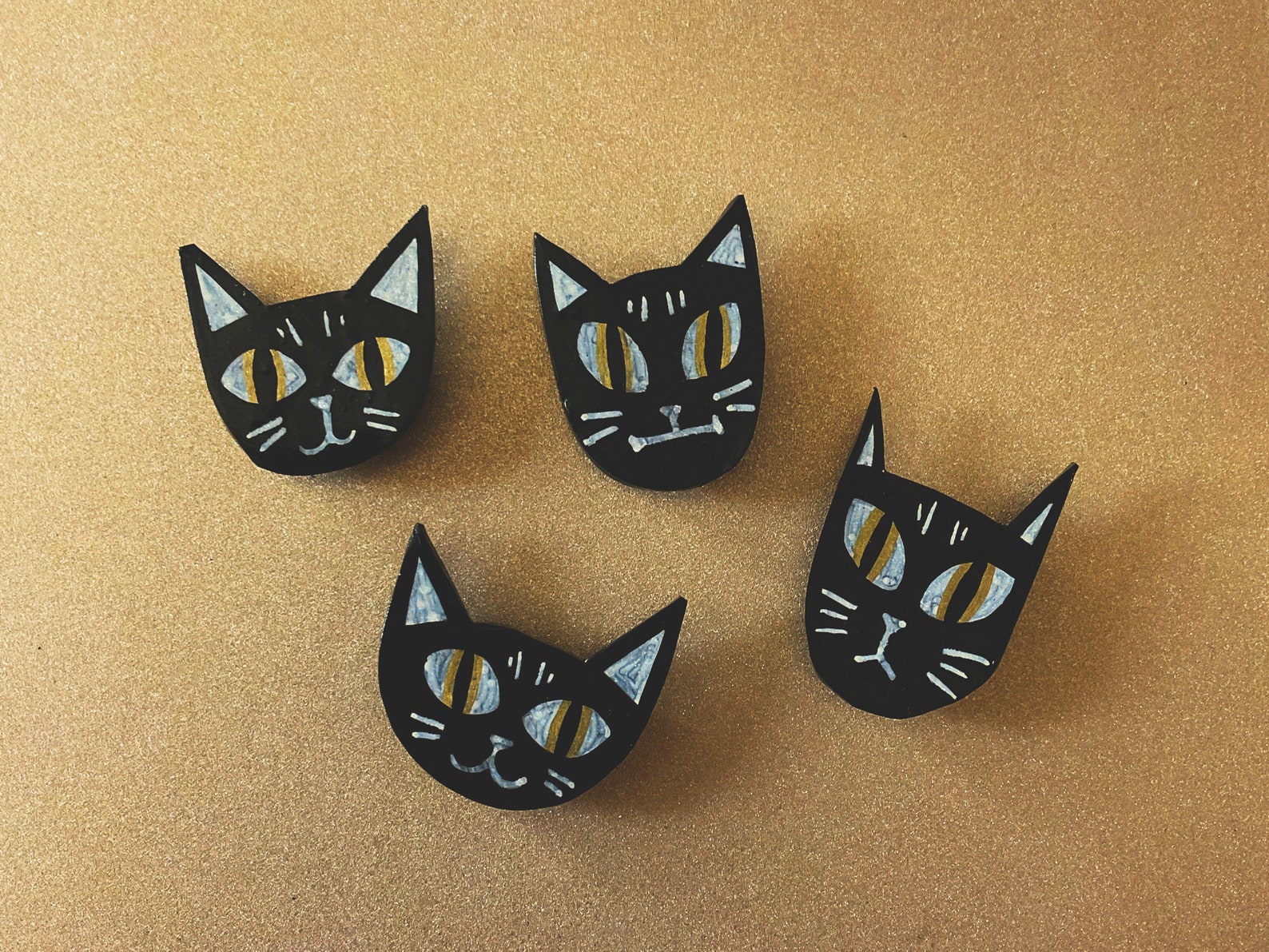 Handmade Hand-painted Clay Magnets | Set of 4 - Etsy