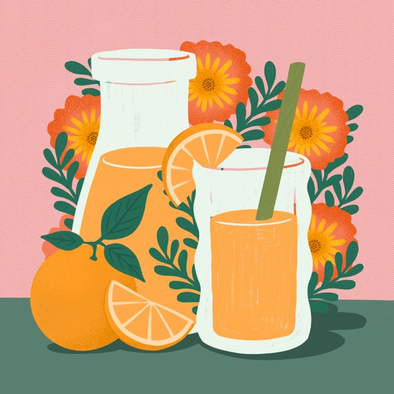 Orange Juice Printable Artwork Kitchen Bar Wall Decor - Etsy
