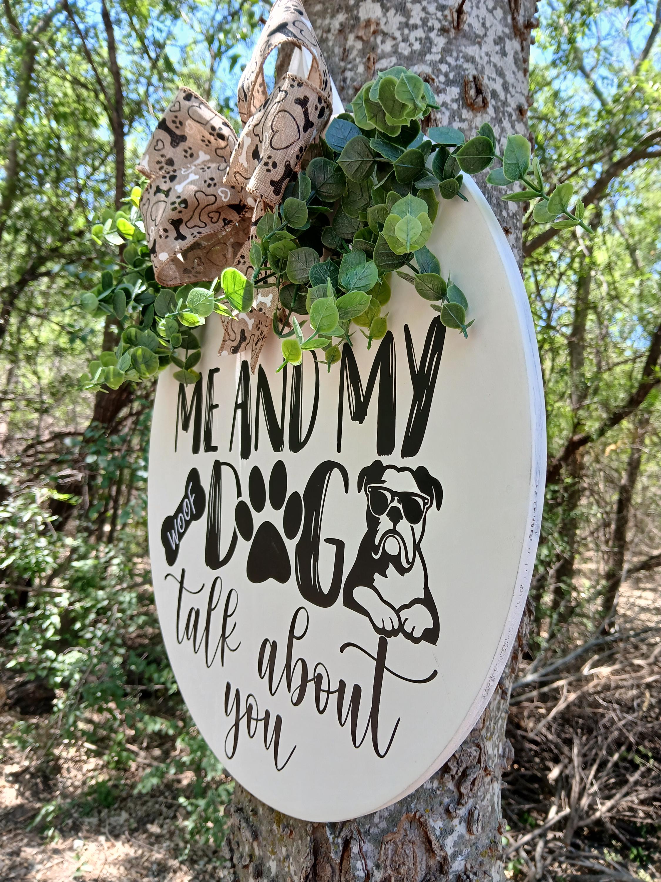 Front Door Decor/ Dog Sign/ Dog Door Hanger/ Dog Wreath/ Porch Sign ...