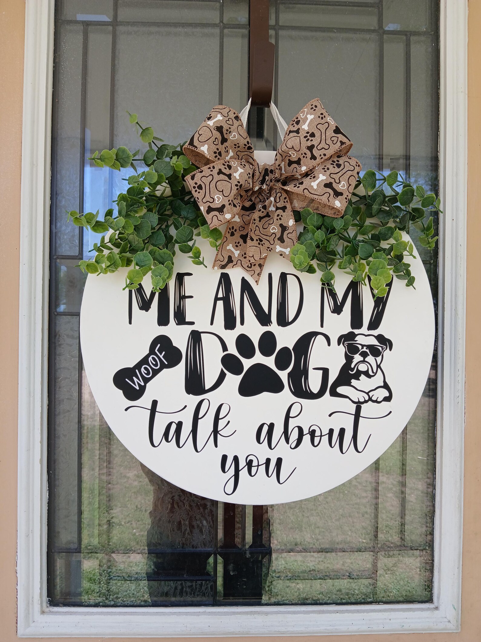 Front Door Decor/ Dog Sign/ Dog Door Hanger/ Dog Wreath/ Porch Sign ...