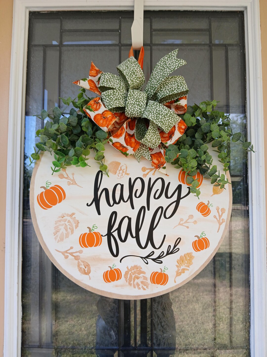 Fall Door Sign/ Fall Wreath/ Happy Fall Sign/ Welcome Wreath/ Fall Door ...