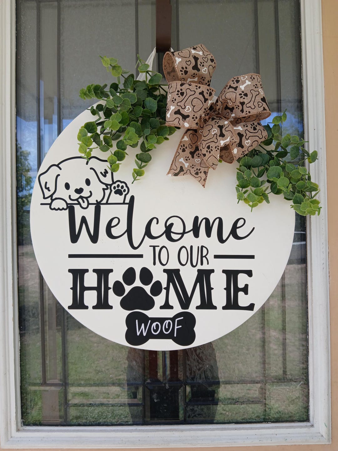 Funny Welcome Paw Print Door Sign: Dog Home Decor - Etsy