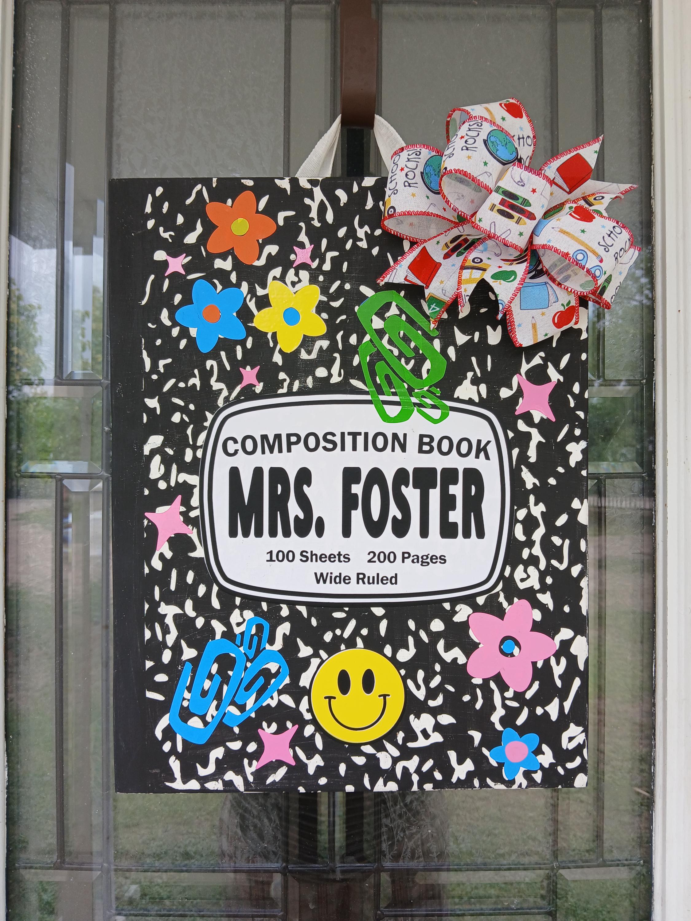 Personalized Teacher Composition Notebook Door Sign: Handmade Sande ...