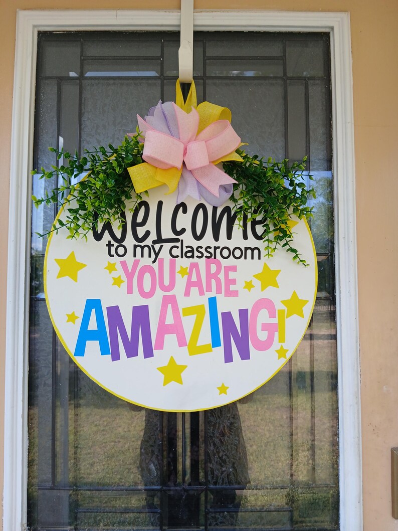 Welcome to My Classroom Door Sign: Teacher Appreciation Gift, 18" Wood ...