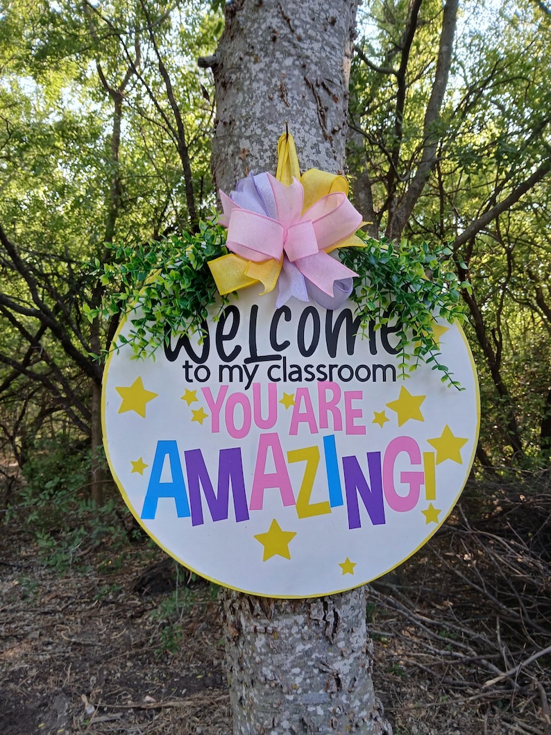 Welcome to My Classroom Door Sign: Teacher Appreciation Gift, 18" Wood ...