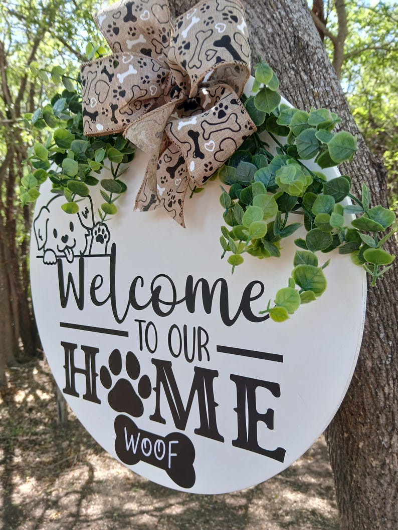 Funny Welcome Paw Print Door Sign: Dog Home Decor - Etsy