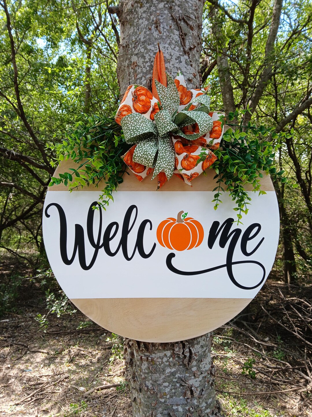 Welcome Pumpkin Fall Door Sign: Autumn Front Door Decor - Etsy
