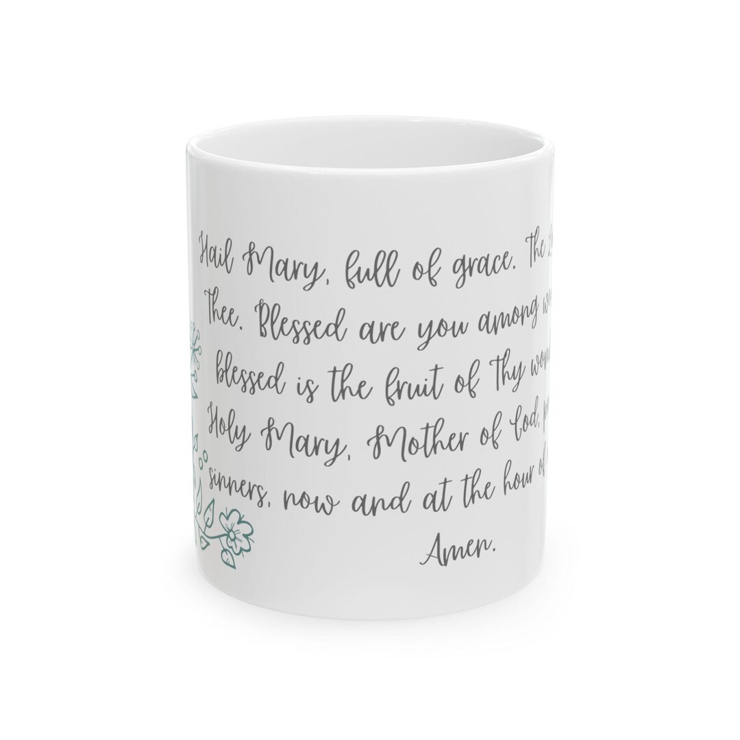 Hail Mary Rosary Ceramic Mug Gift, Christian Coffee Cup, 11oz, 15oz ...
