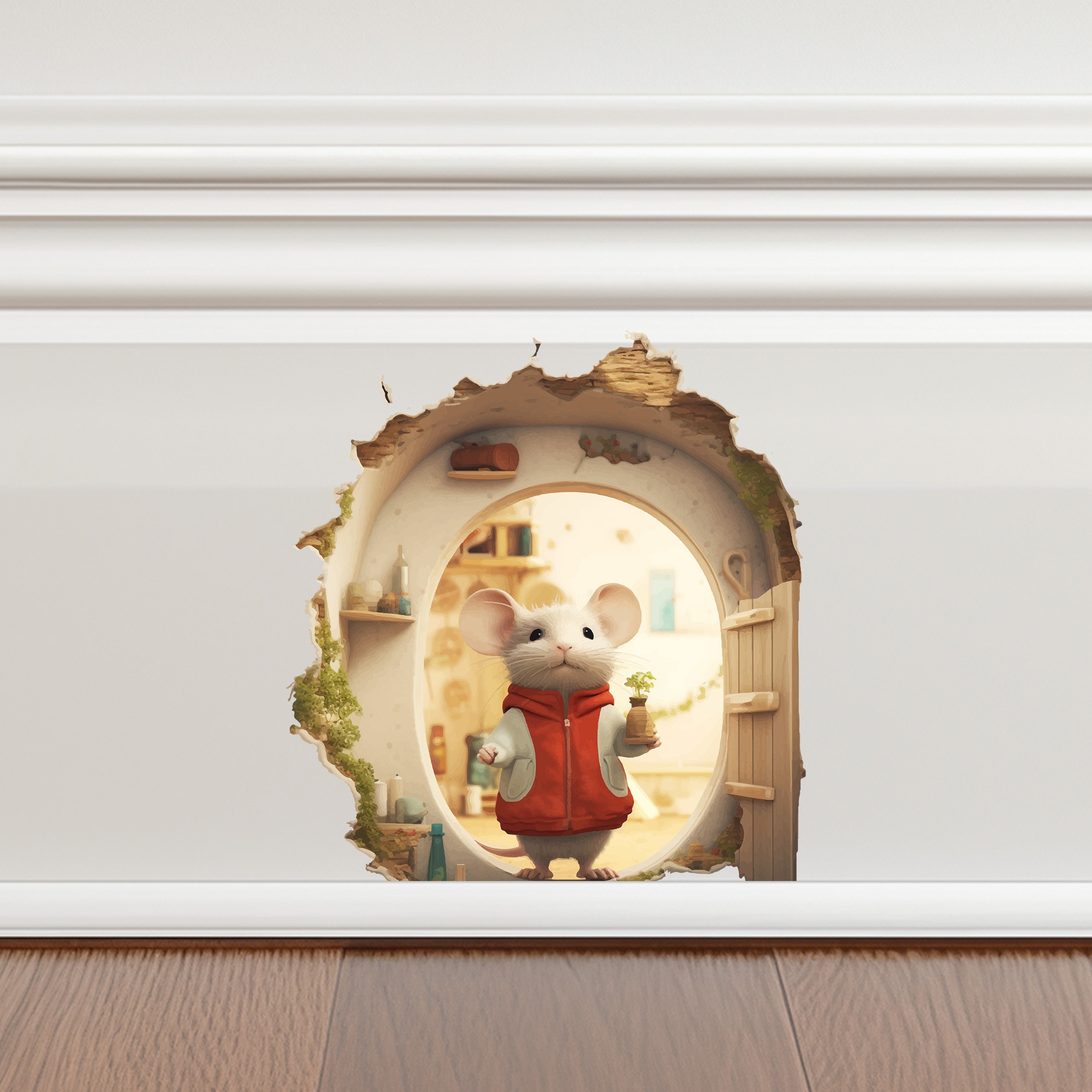 Mouse Hole Wall Decal Mouse Hole 3D Wall Stickers Adorable Mouse House ...