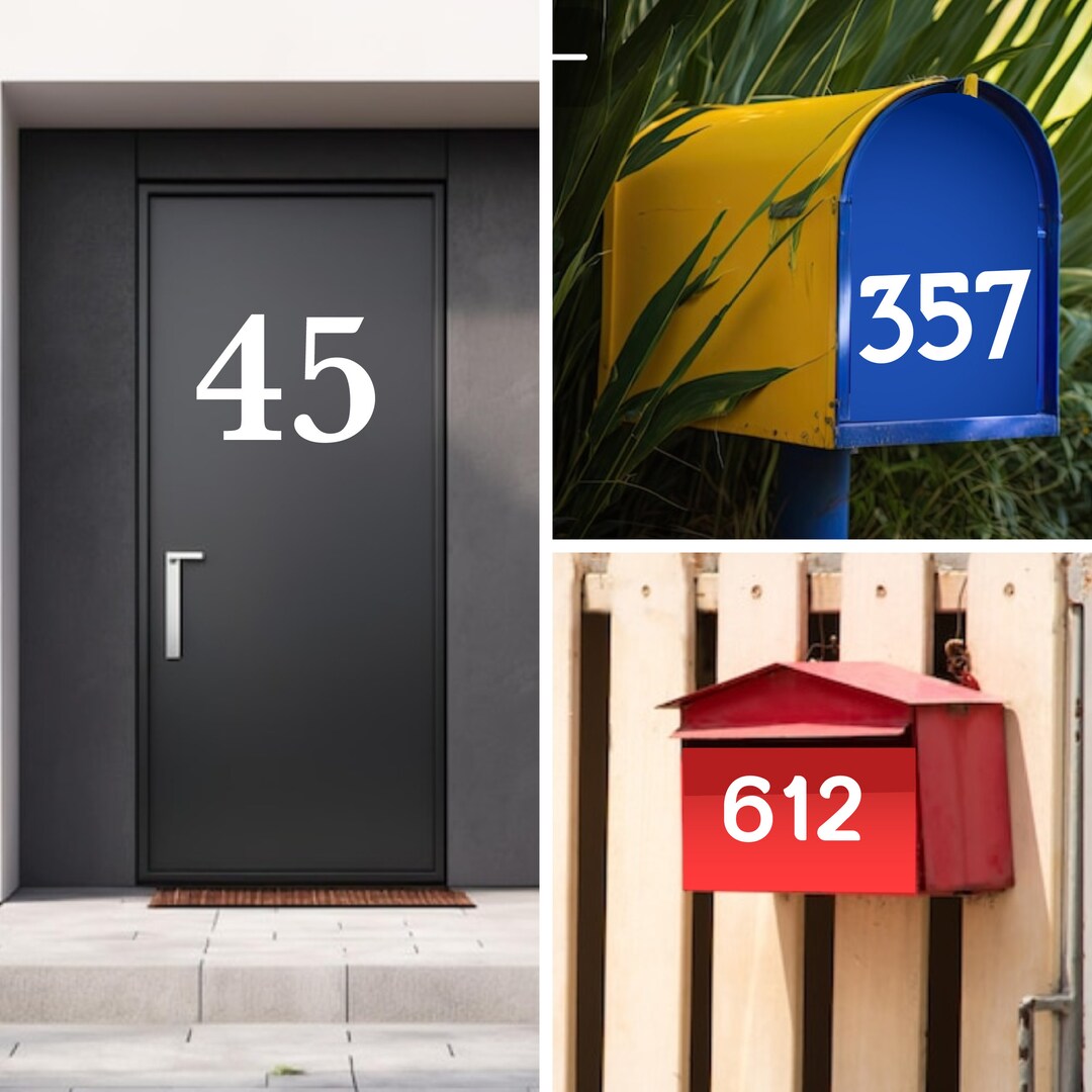 Personalized Address Numbers Sticker Set - Vinyl Digits for Mailboxes ...