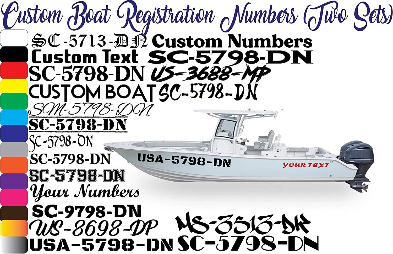 Boat Registration Numbers 2 Pack Custom State Registration Stickers ...