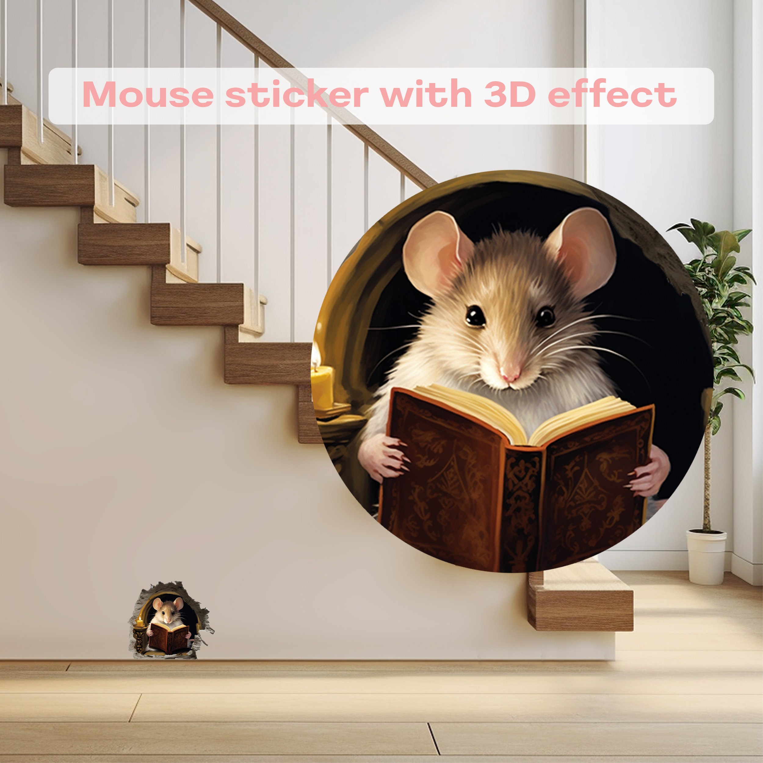 Mouse Hole Wall Decal 3d Mouse Wall Stickers Mouse Decals Mouse Hole ...