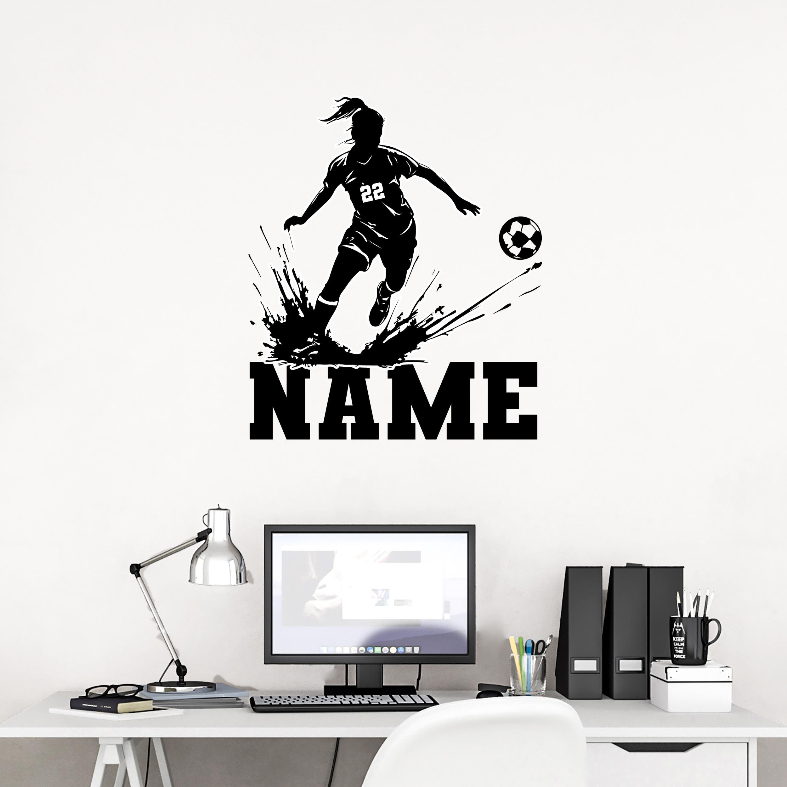 Soccer Silhouette Wall Decal Wall Decal Soccer Player Soccer Wall ...