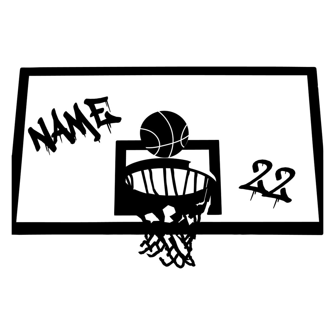 Basketball Hoop Sports Wall Decals Basketball Drawing Personalized ...