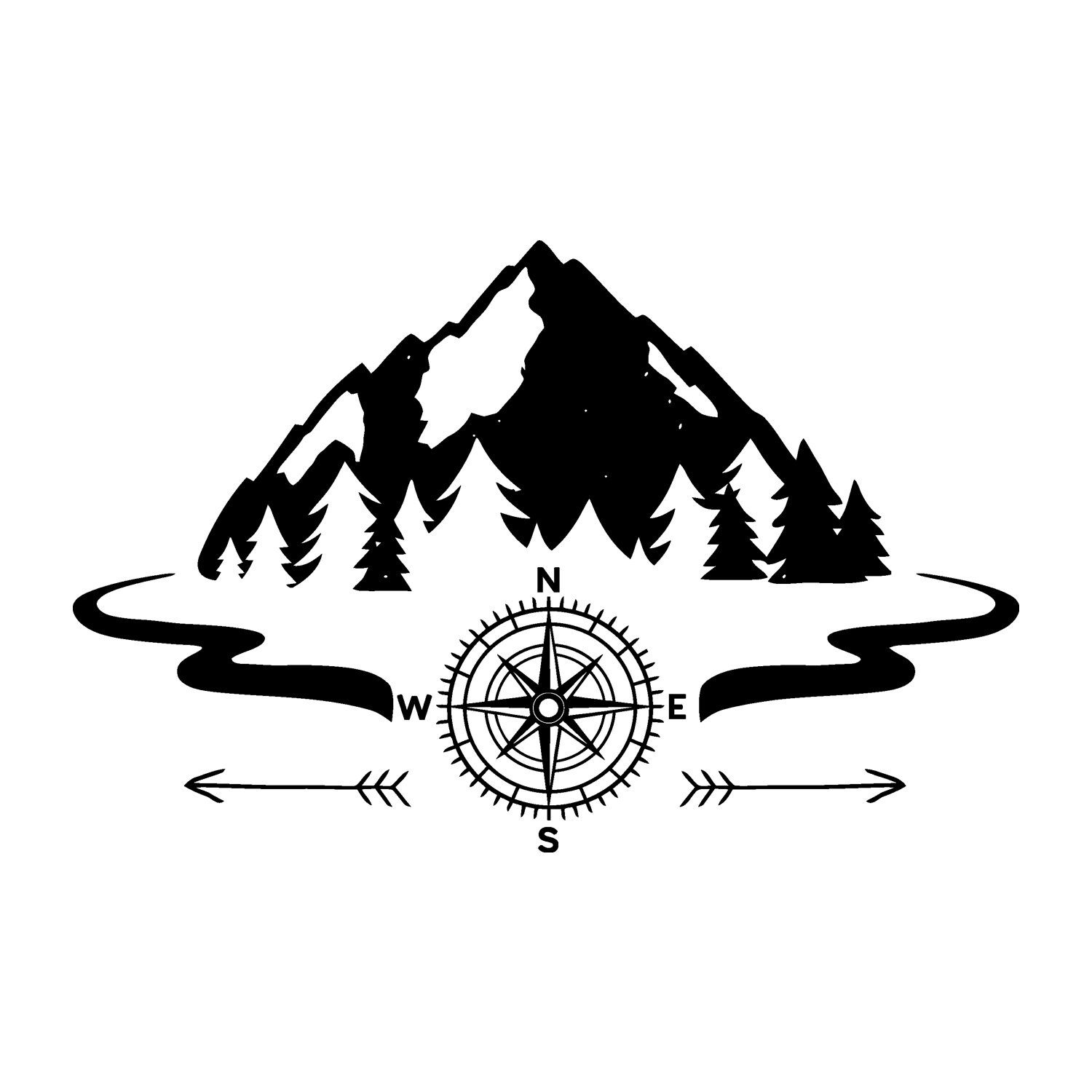 Mountains Compass Camping Forest Camp Wall Decal Decor Art Stickers ...