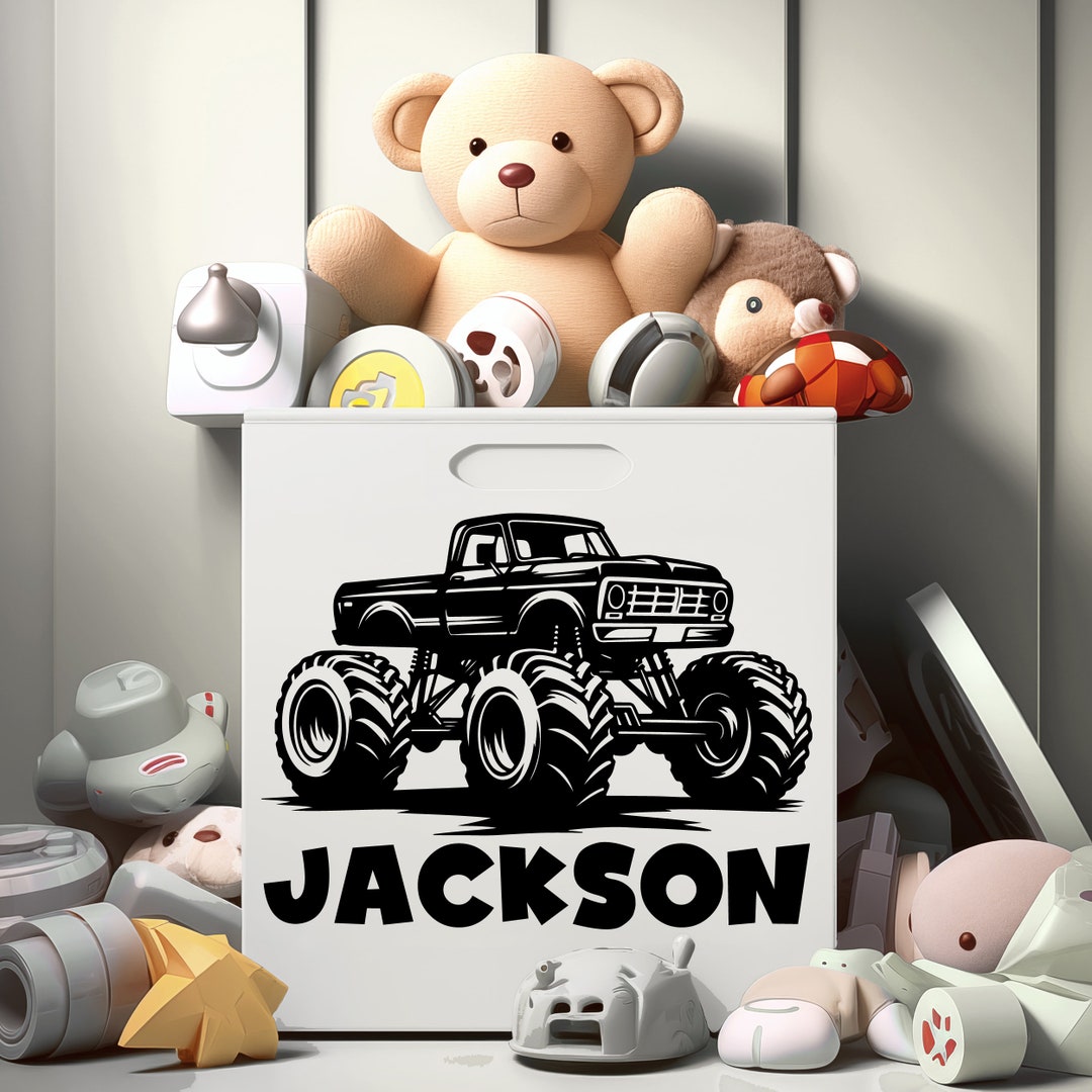 Personalized Name Wall Decal With Monster Truck Large Monster Truck ...