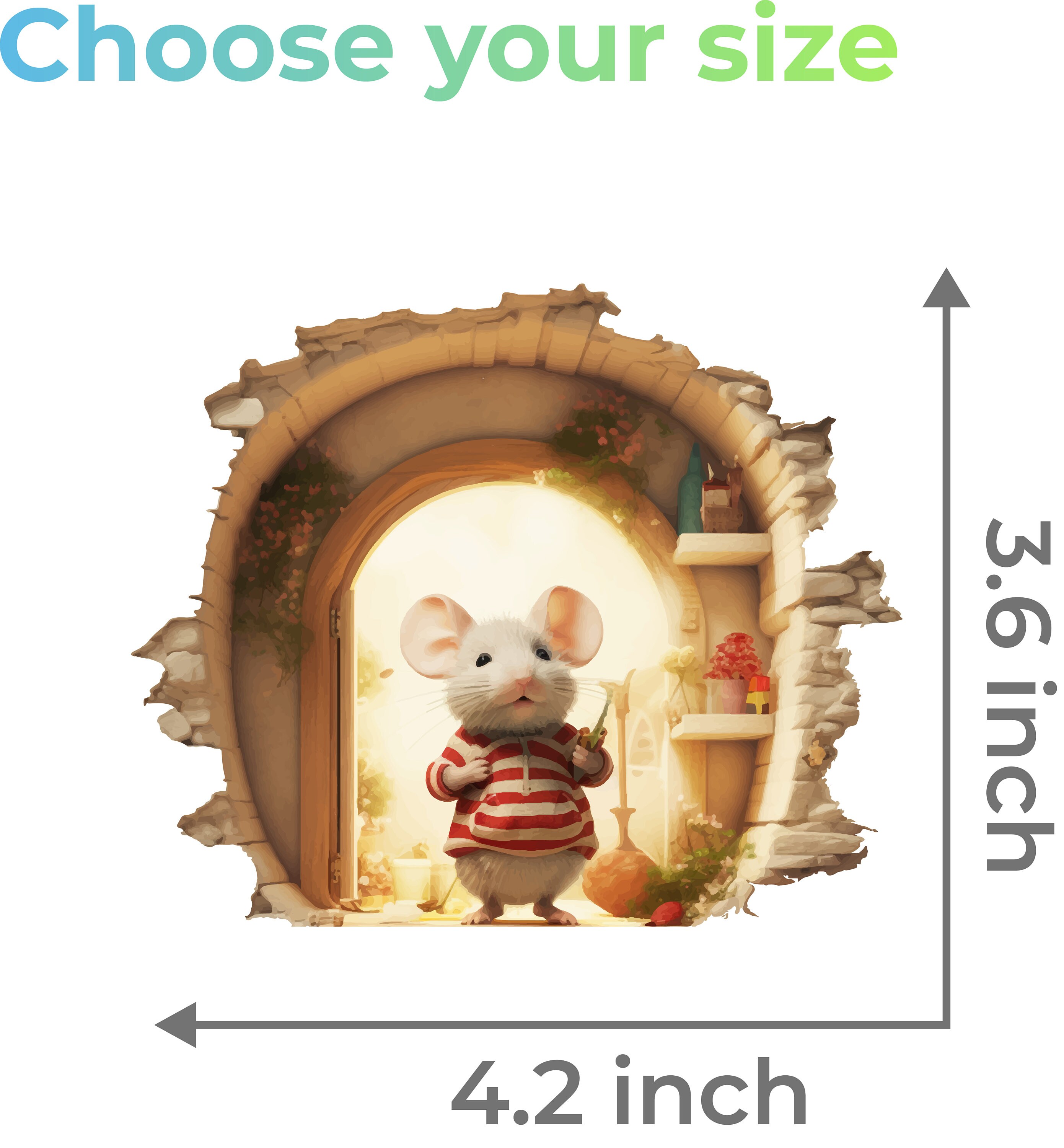 Mouse House 3d Wall Decals Mouse Hole Wall Sticker 3D Art Mouse Home ...