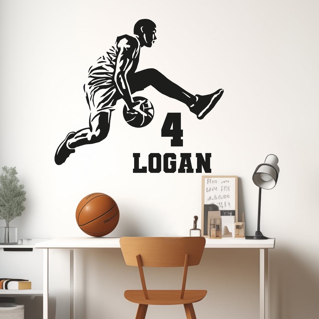 Personalized Basketball Wall Stickers for Boys Custom Name Basketball ...