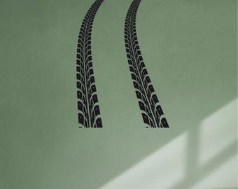 Tire Tracks Wall Vinyl Decal Dirt Road With Traces Stickers Art Murals ...