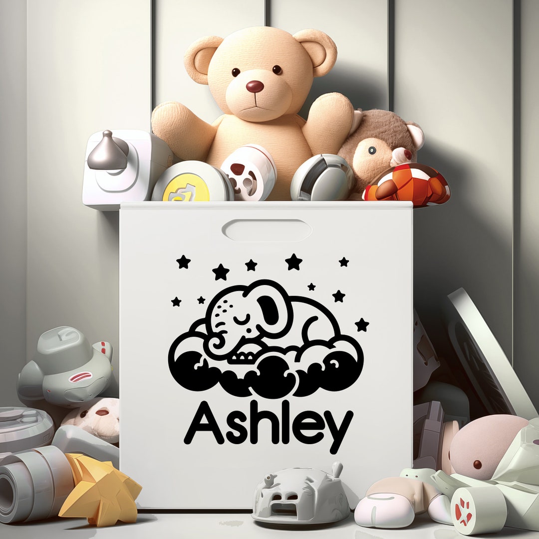 Elephant Toy Box Stickers Personalized Animal Toy Box Stickers for ...