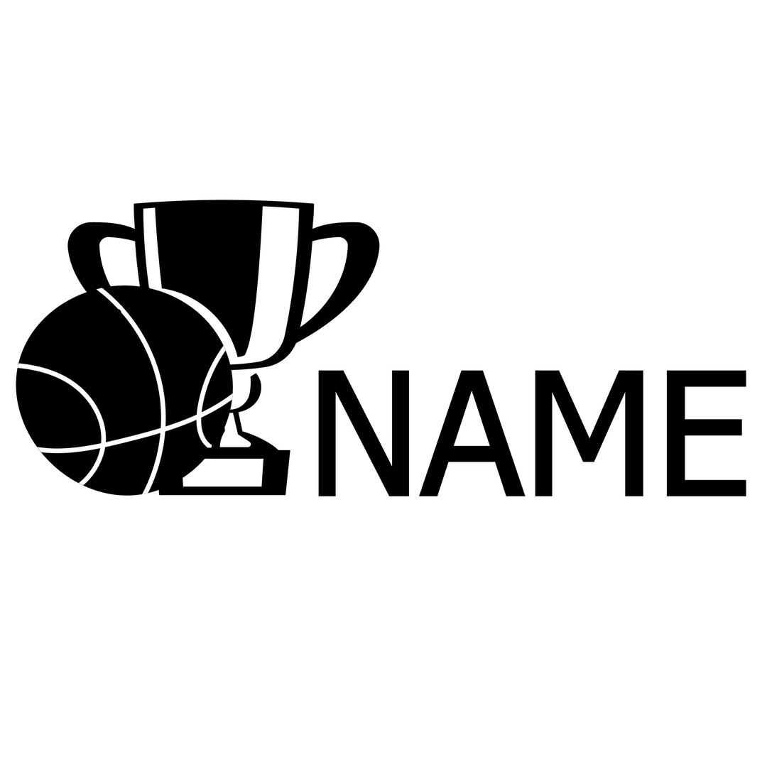 Ball and Trophy Picture Basketball Name Decal - Drawing of Basketball ...