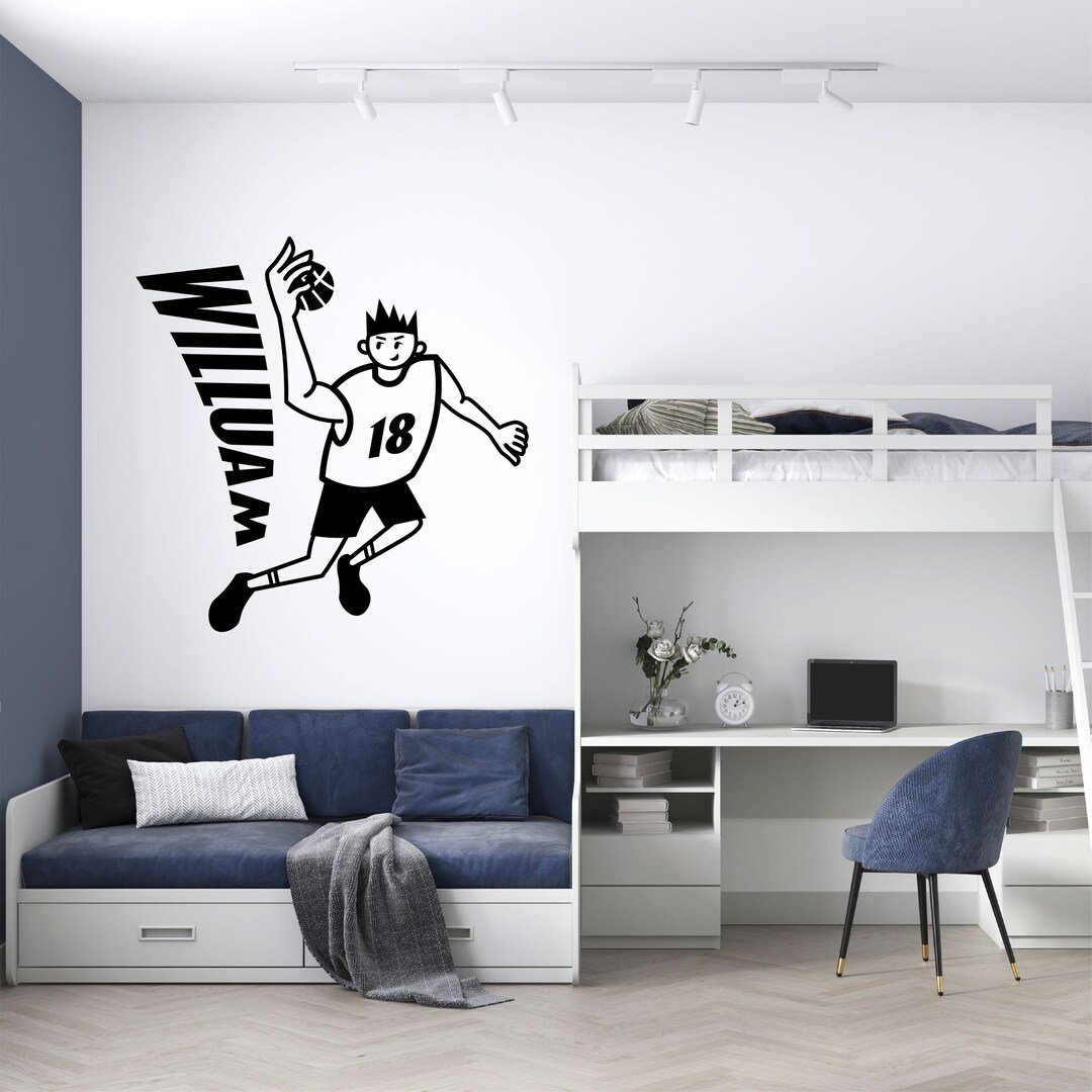 Basketball Player Wall Decals With Animated Player and Trendy Name ...