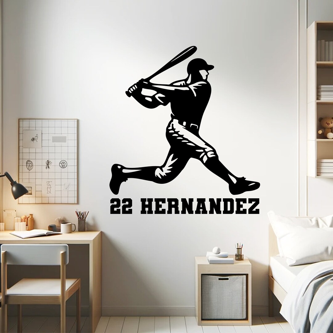 Custom Baseball Player Wall Decor Custom Name Stickers for Wall Custom ...