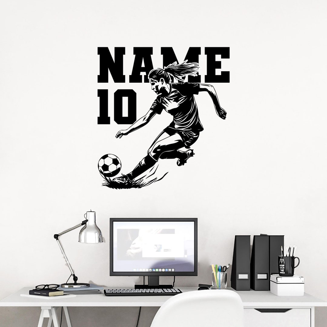 Soccer Silhouette Wall Decal - Wall Decal Soccer Player - Soccer Player ...