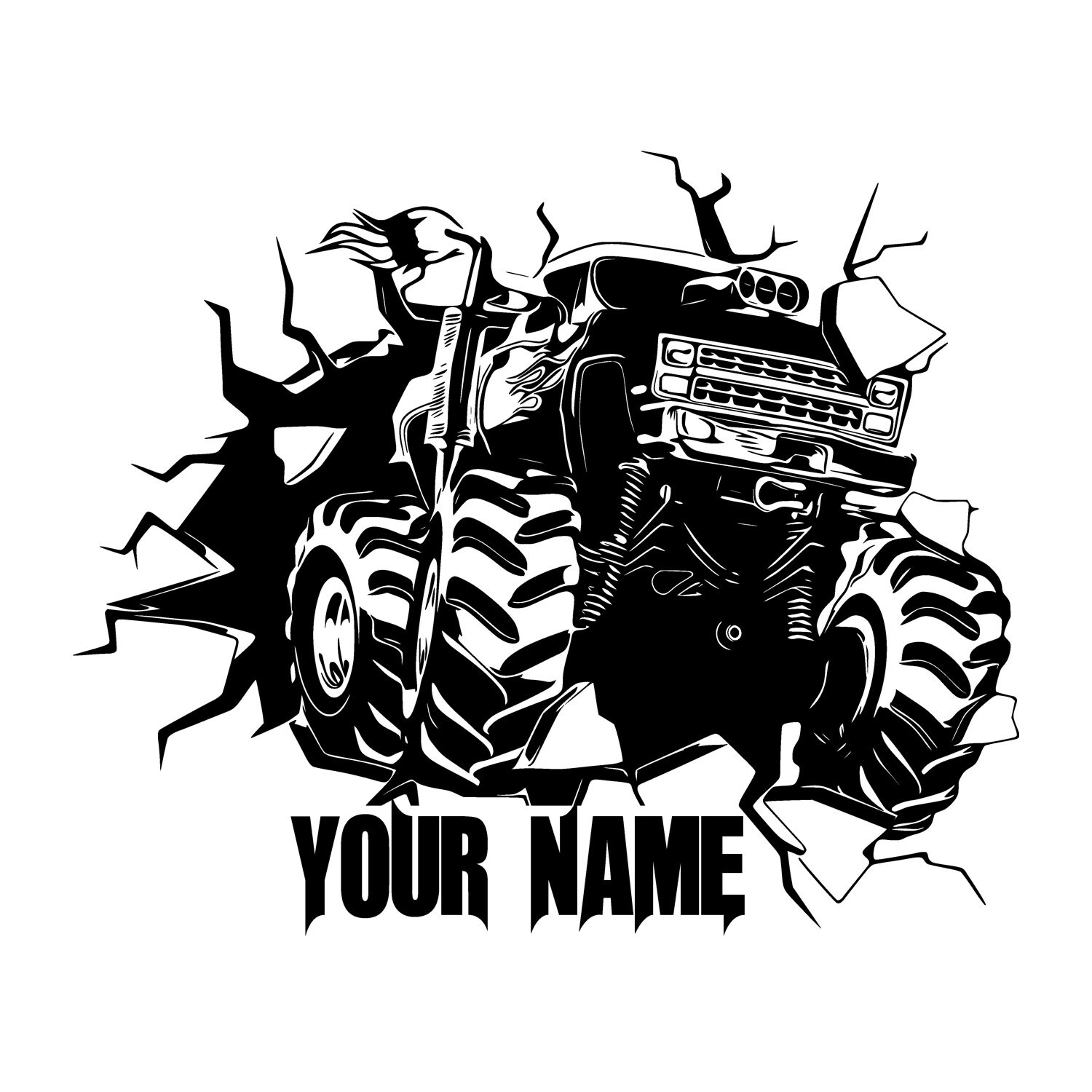 Personalized Monster Truck Wall Decal 4x4 Big Wheels Stickers Boys Room ...