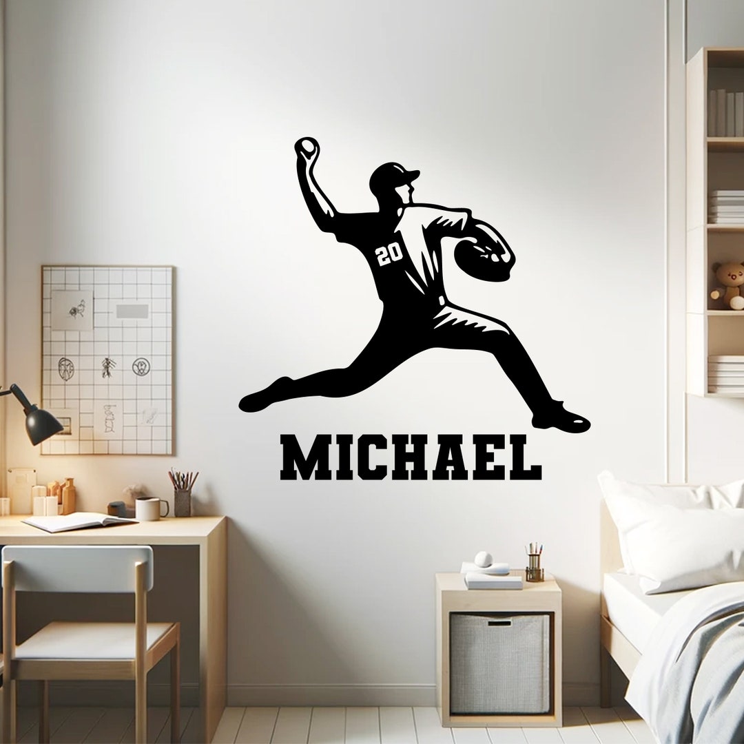 Baseball Mural for Rooms Personalized Decals for Boys Room, Sports Wall ...