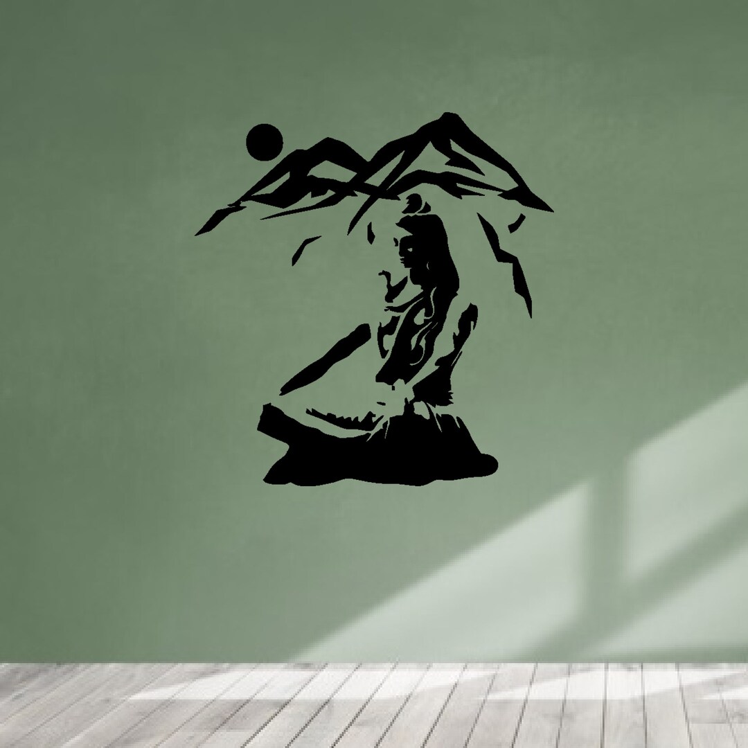 Lord Shiva Hindu God Wall Decal Vinyl Sticker Meditation Stencil Yoga ...