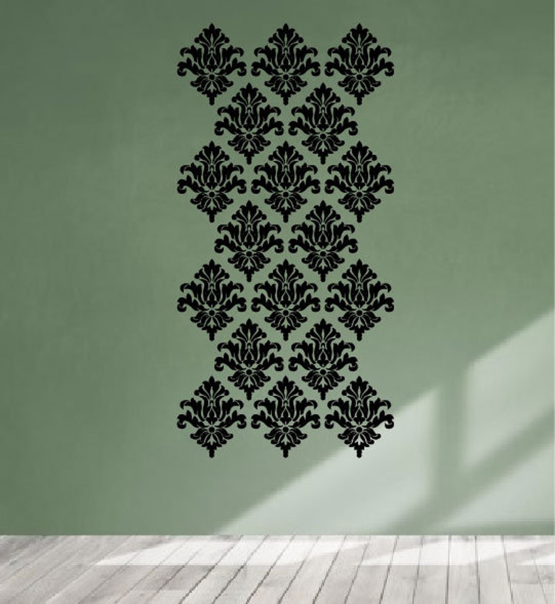 Damask Set of 18 Vinyl Wall Decal Self Adhesive Wall Pattern Stickers ...