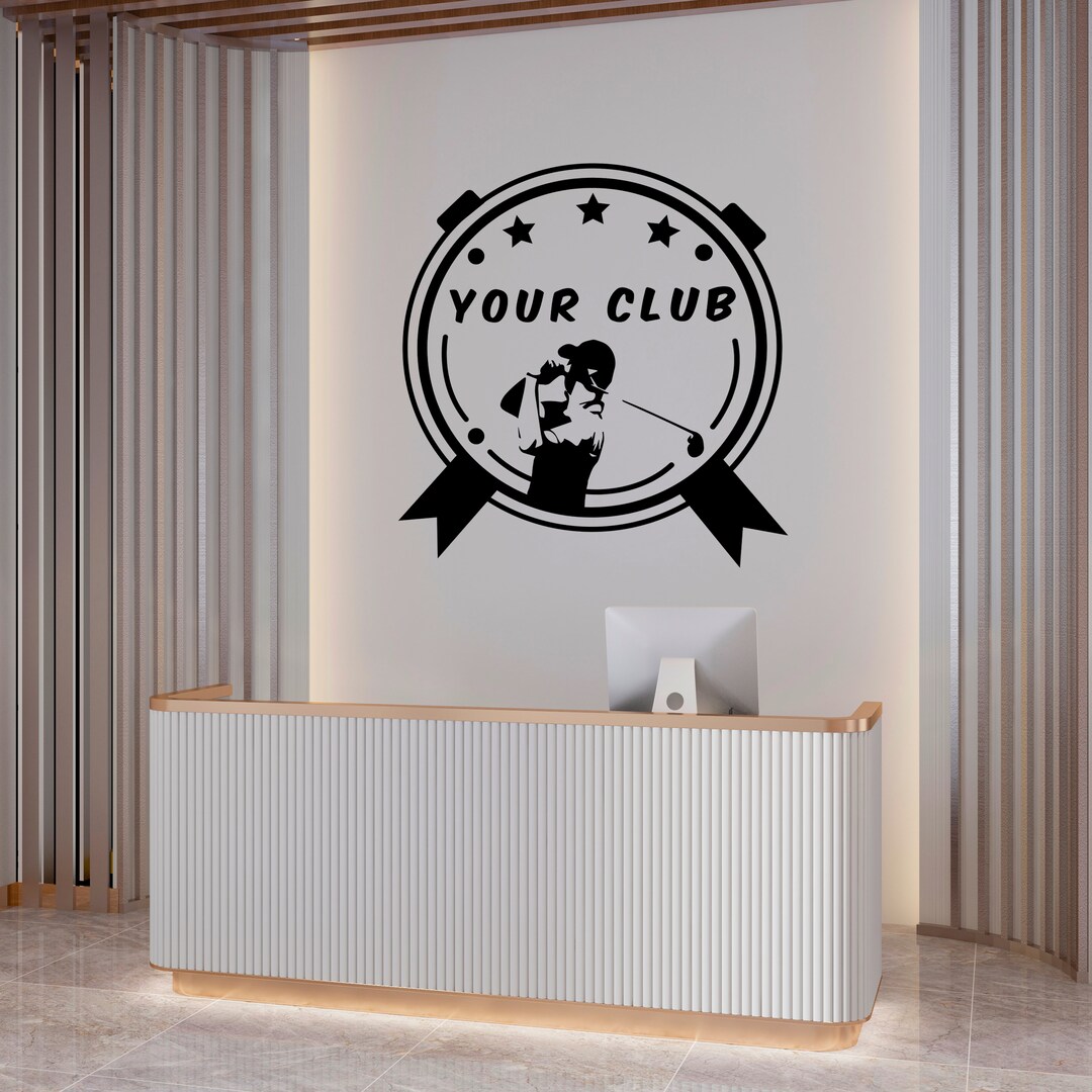 Medal Golf Wall Decal With Golf Club Name - Golf Player Figure in Round ...
