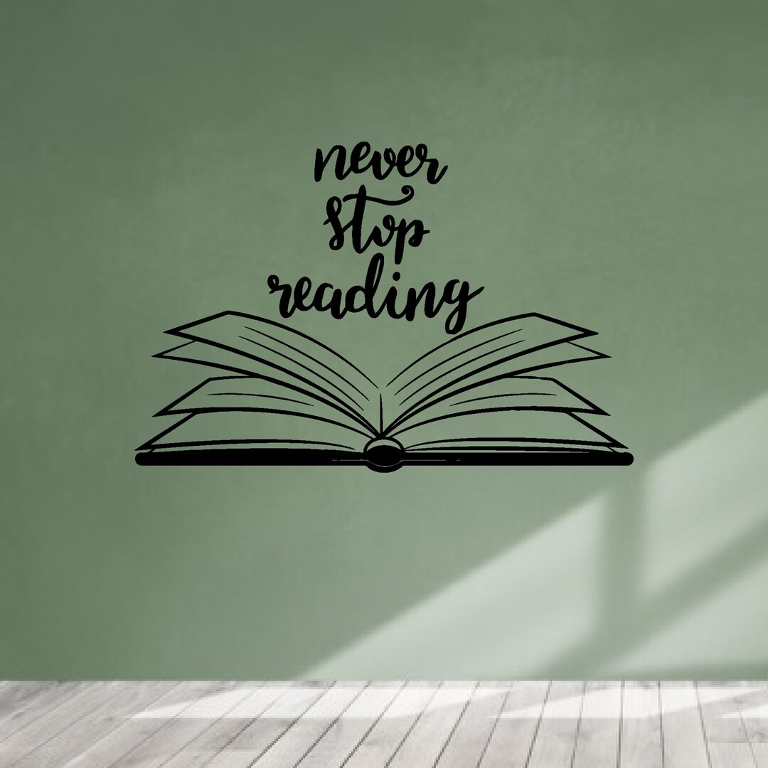 Open Book Large Vinyl Wall Decal Quote Reading Room Library Decor ...