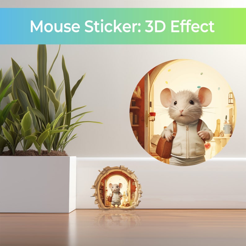 3D Mouse House Wall Stickers Fun and Whimsical Mouse Hole Wall Decals ...