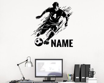 Soccer Player Wall Decals Custom Name Wall Decal Soccer Soccer Wall ...