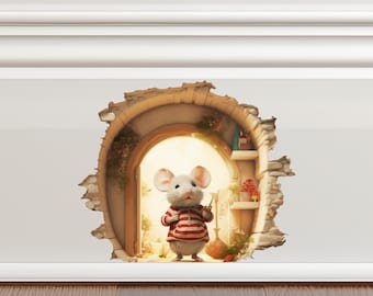 Mouse Stickers for Walls Mouse Decals Mouse Hole 3d Mouse Wall Decal ...