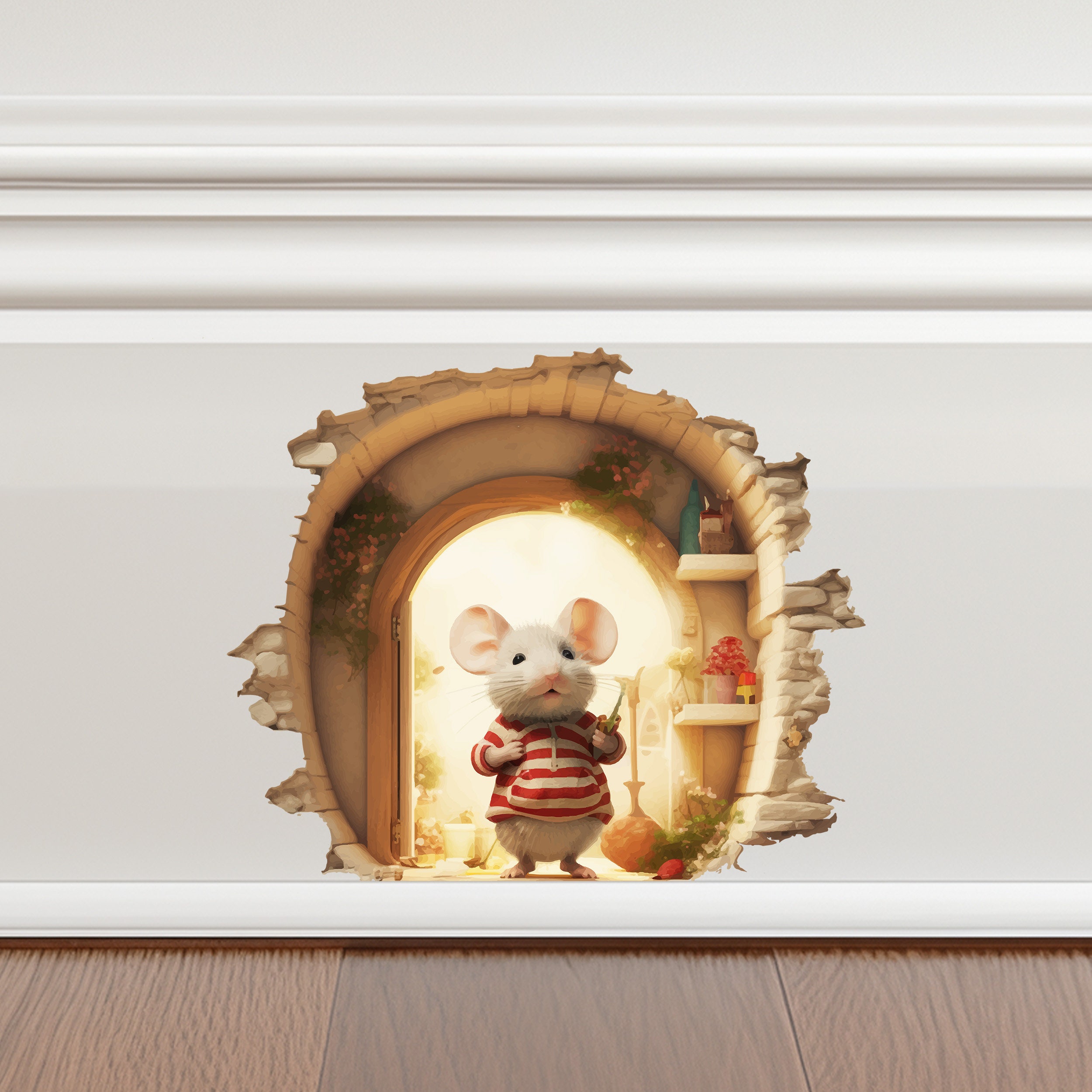 Mouse House 3d Wall Decals Mouse Hole Wall Sticker 3D Art Mouse Home ...