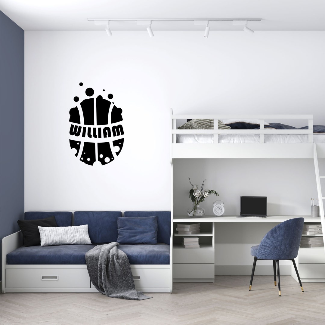 Boys Name Wall Decal With Name Sign Written on Ball Easily Peel and ...
