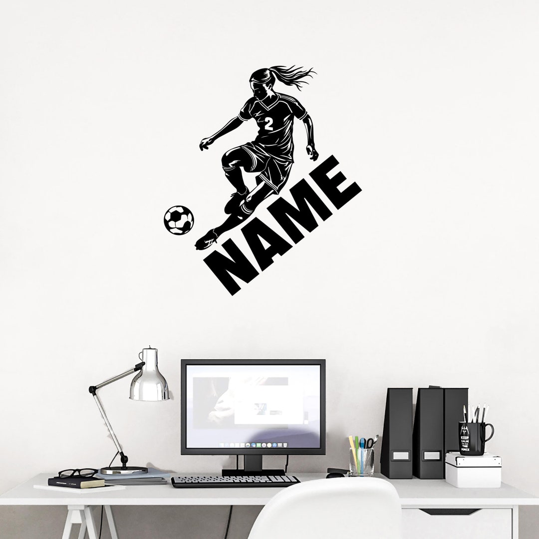 Soccer Silhouette Wall Decal - Personalized Custom Vinyl Wall Decal ...