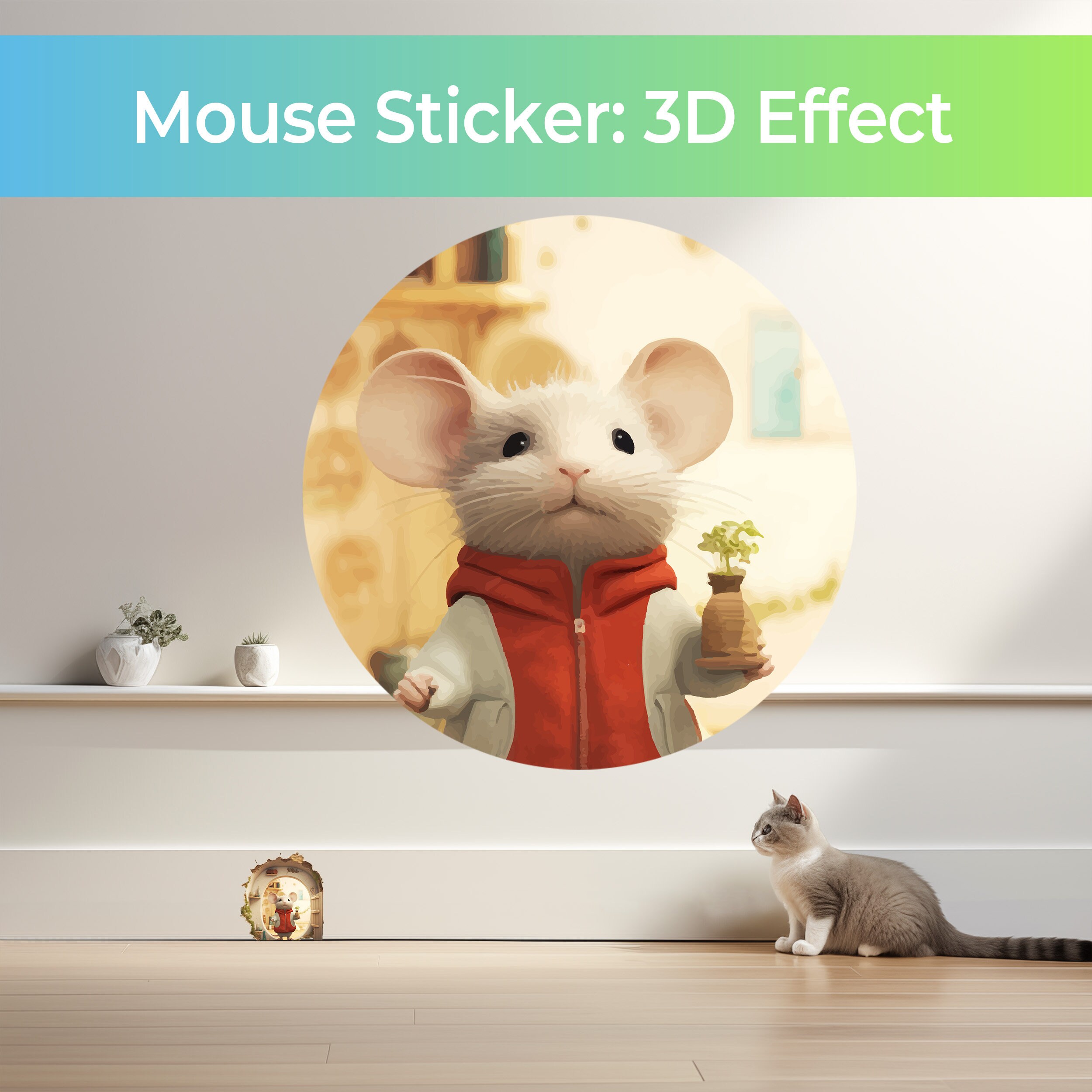 Mouse Hole Wall Decal Mouse Hole 3D Wall Stickers Adorable Mouse House ...