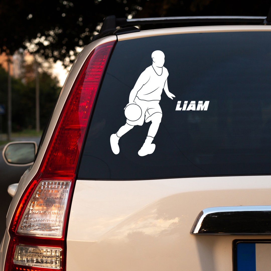 Basketball Name Decal With Game Player Dribbling Ball and Personal Name ...