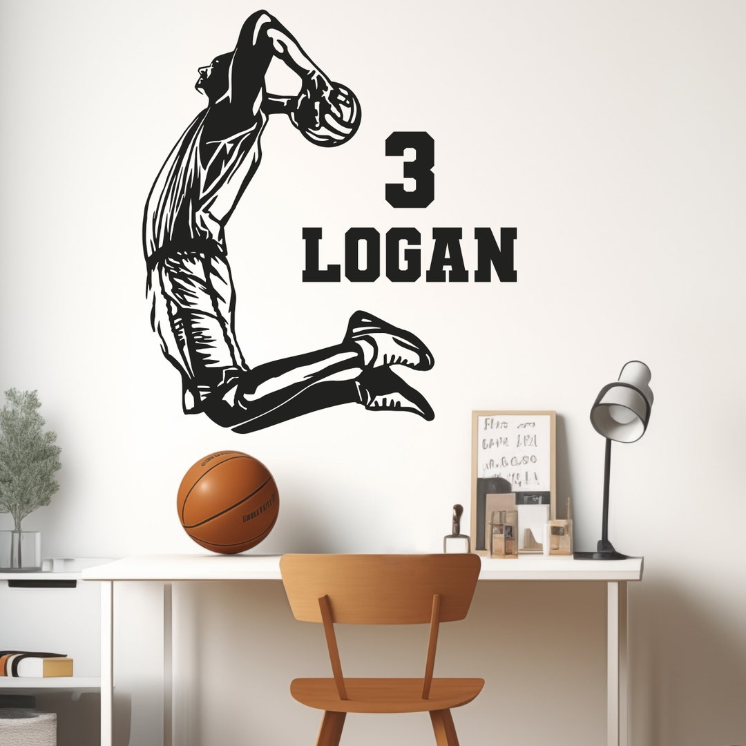 Personalized Sports Room Decor Basketball Wall Stickers With Custom ...