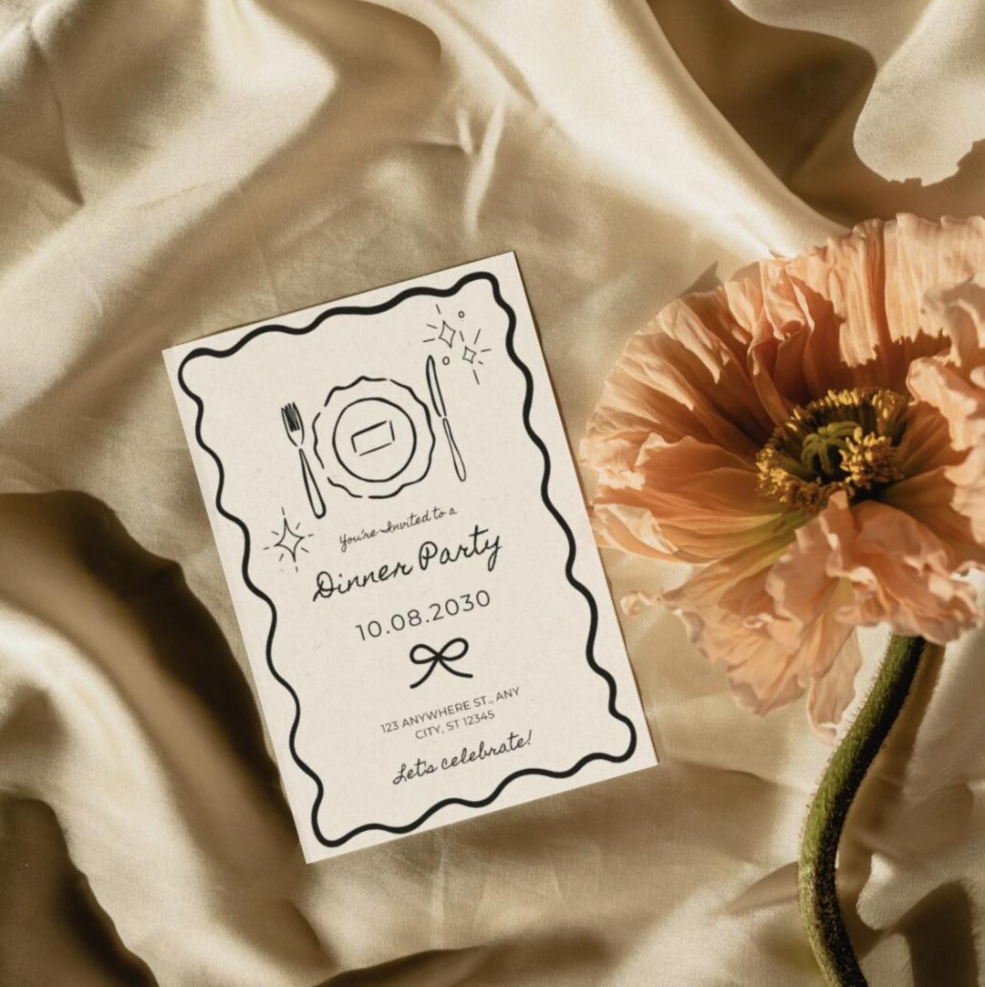 Vintage Dinner Party Invitation – Cream Editable Template – Elegant ...