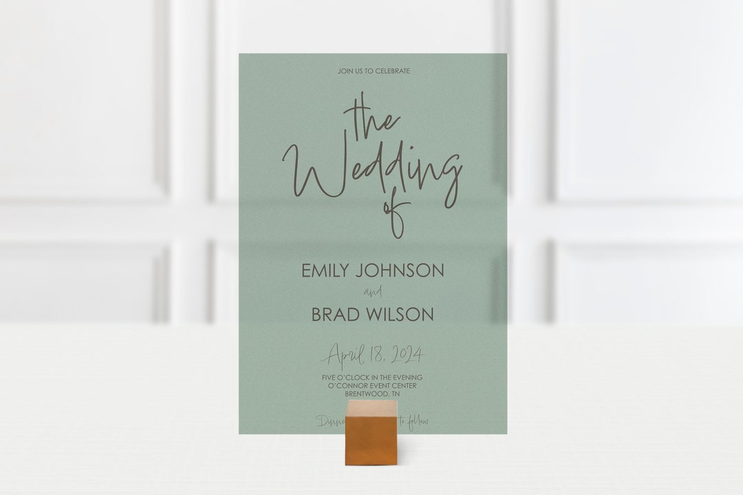 Simplistic Script Wedding Invitation and RSVP Card Template, Text-only ...