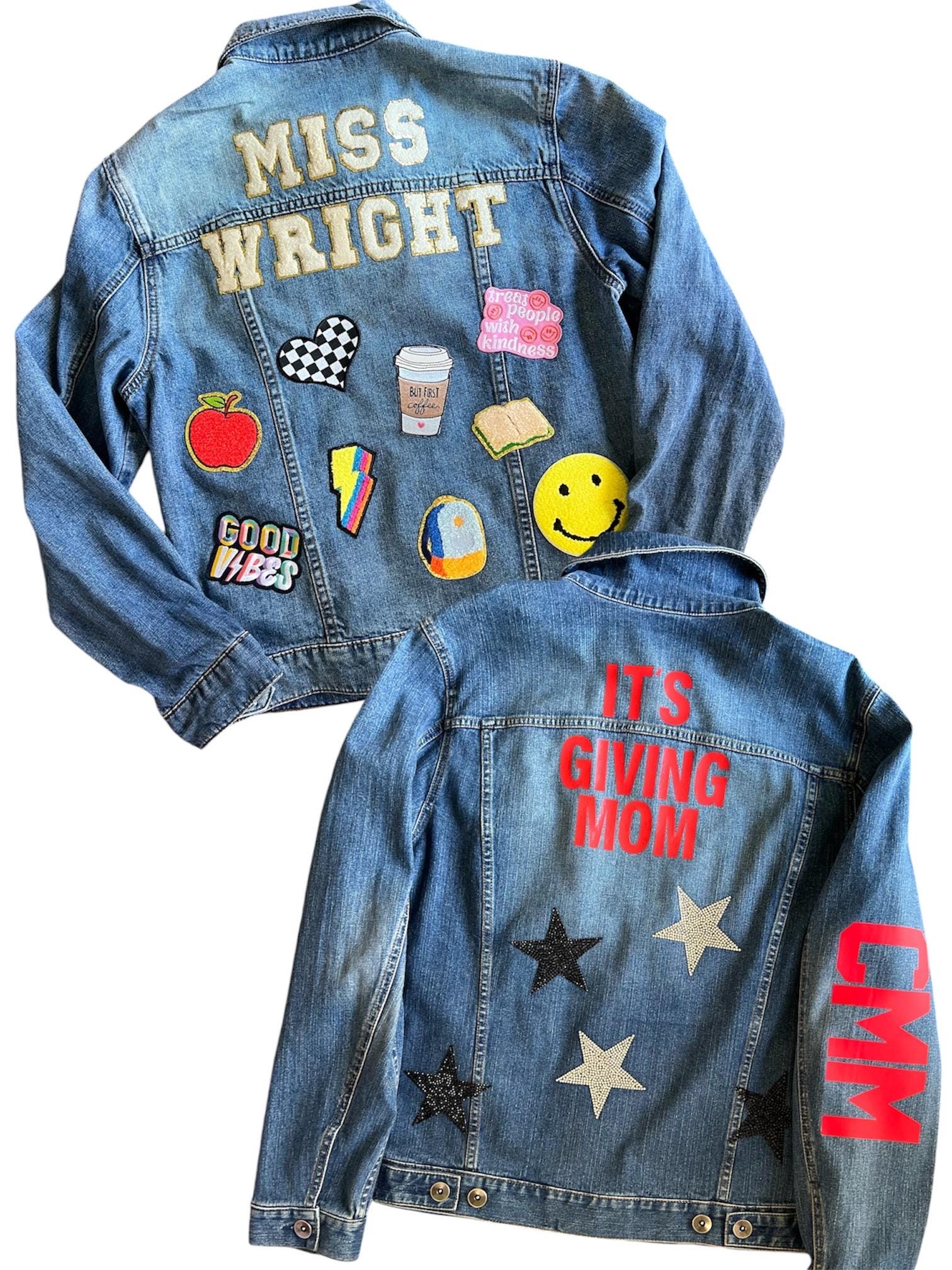 Womans Letter Patch Jean Jacket, Name Patch Jacket, Womans Custom Jean ...